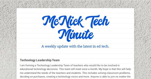 McNick Tech Minute | Smore Newsletters