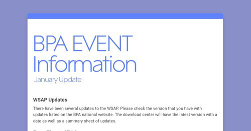 BPA EVENT Information | Smore Newsletters for Education