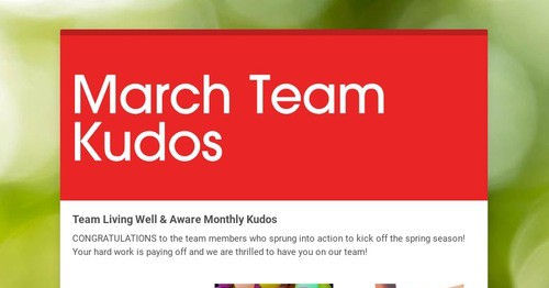 March Team Kudos | Smore Newsletters for Business
