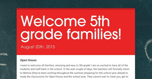 Welcome 5th grade families! | Smore Newsletters