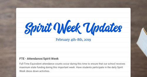 Spirit Week Updates | Smore Newsletters