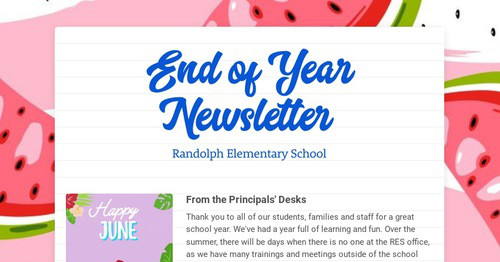 End of Year Newsletter