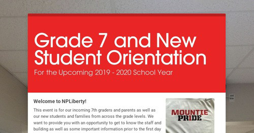 Grade 7 and New Student Orientation | Smore Newsletters