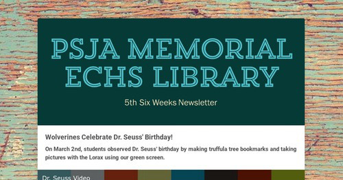 PSJA Memorial ECHS Library | Smore Newsletters