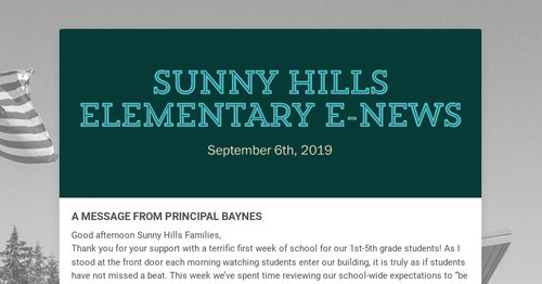 SUNNY HILLS ELEMENTARY E-NEWS