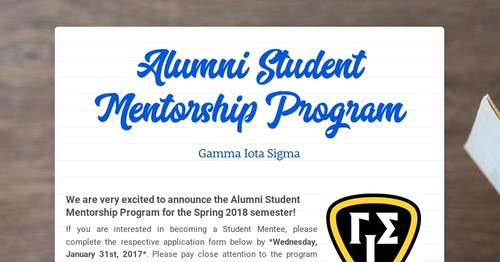 Alumni Student Mentorship Program | Smore Newsletters for Education