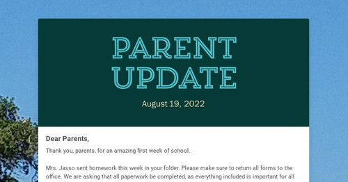 Parent Update | Smore Newsletters for Education