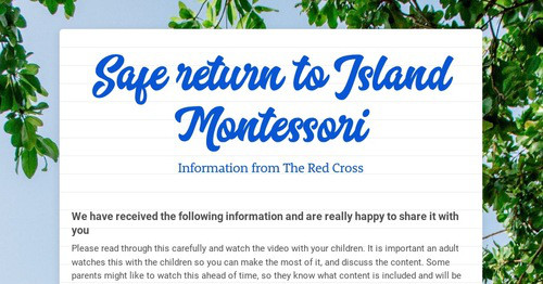Safe return to Island Montessori | Smore Newsletters