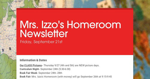 Mrs. Izzo's Homeroom Newsletter | Smore Newsletters