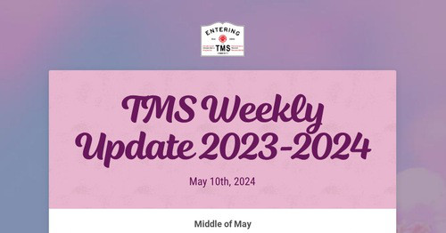 TMS Weekly Update 2023-2024 | Smore Newsletters
