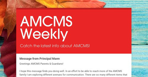 AMCMS Weekly | Smore Newsletters for Education