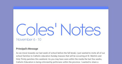 Coles' Notes | Smore Newsletters