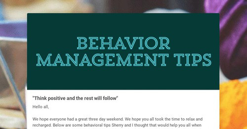 Behavior Management Tips | Smore Newsletters