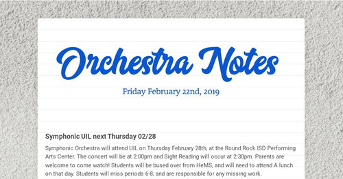 Orchestra Notes | Smore Newsletters