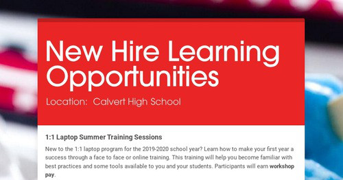 New Hire Learning Opportunities | Smore Newsletters