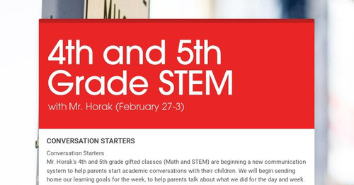 4th and 5th Grade STEM | Smore Newsletters