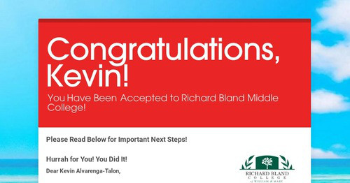 Congratulations, Kevin! | Smore Newsletters for Education
