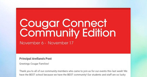Cougar Connect Community Edition | Smore Newsletters for Education