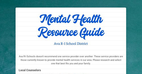 Mental Health Resource Guide | Smore Newsletters