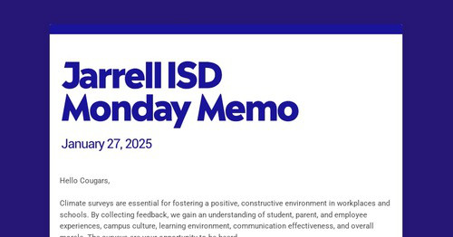 Jarrell ISD Monday Memo | Smore Newsletters for Education