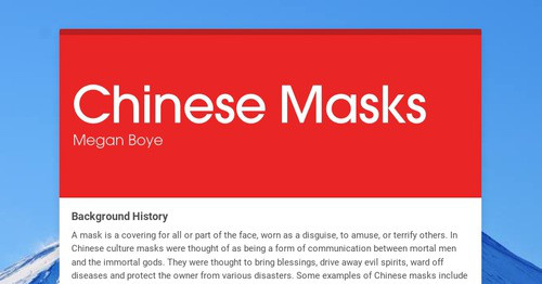 Chinese Masks | Smore Newsletters