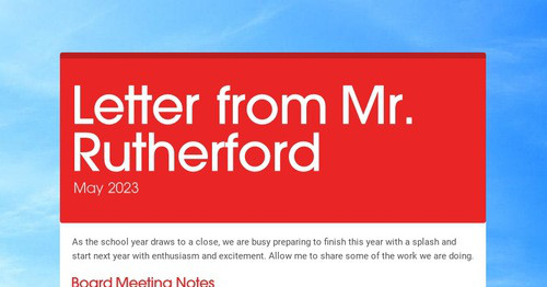 Letter from Mr. Rutherford | Smore Newsletters