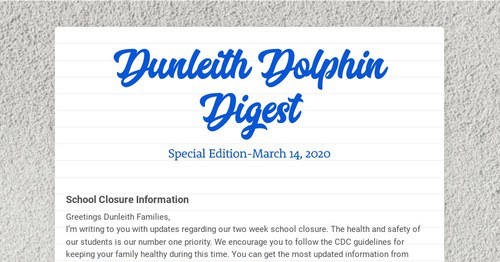 Dunleith Dolphin Digest | Smore Newsletters