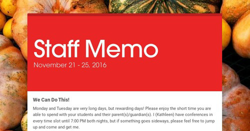 Staff Memo | Smore Newsletters