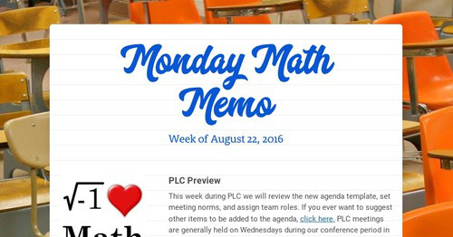 Monday Math Memo | Smore Newsletters