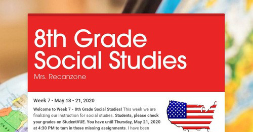 8th Grade Social Studies | Smore Newsletters