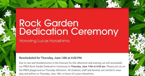 Rock Garden Dedication Ceremony | Smore Newsletters
