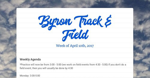 Byron Track & Field | Smore Newsletters for Education