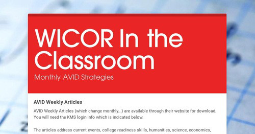 WICOR In the Classroom | Smore Newsletters