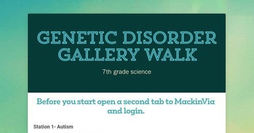 Genetic Disorder Gallery Walk | Smore Newsletters