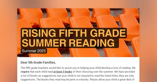 RISING FIFTH GRADE SUMMER READING