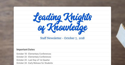 Leading Knights of Knowledge | Smore Newsletters for Education