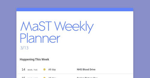 MaST Weekly Planner | Smore Newsletters