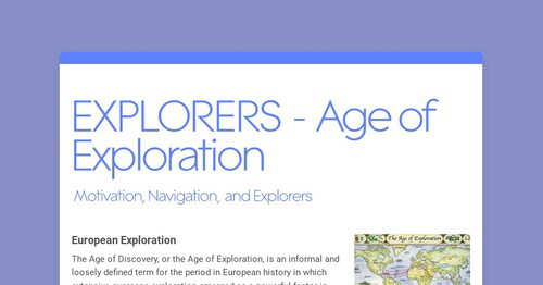 EXPLORERS - Age of Exploration | Smore Newsletters