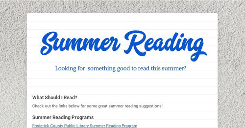 Summer Reading | Smore Newsletters