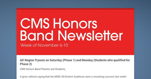 CMS Honors Band Newsletter | Smore Newsletters for Education
