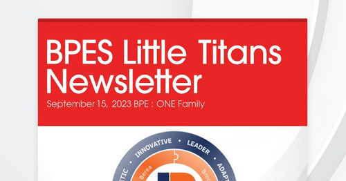BPES Little Titans Newsletter