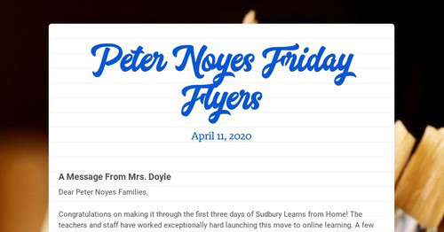 Peter Noyes Friday Flyers