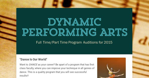 Dynamic Performing Arts | Smore Newsletters