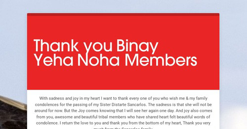 Thank you Binay Yeha Noha Members | Smore Newsletters