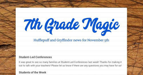 7th Grade Magic | Smore Newsletters