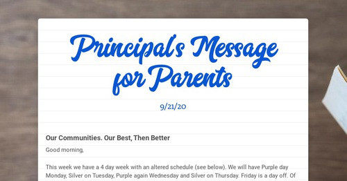 Principal's Message for Parents | Smore Newsletters
