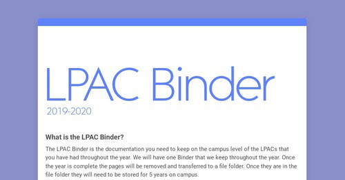 LPAC Binder | Smore Newsletters