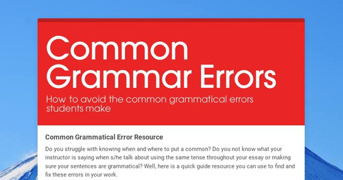 Common Grammar Errors | Smore Newsletters