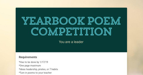 Yearbook poem competition | Smore Newsletters for Education
