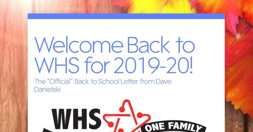 Welcome Back to WHS for 2019-20! | Smore Newsletters
